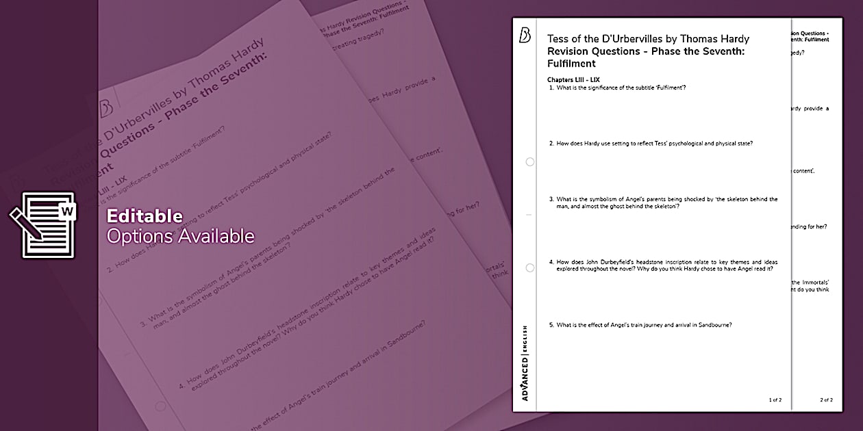 Tess of the D'Urbervilles Revision Questions - Phase the Seventh