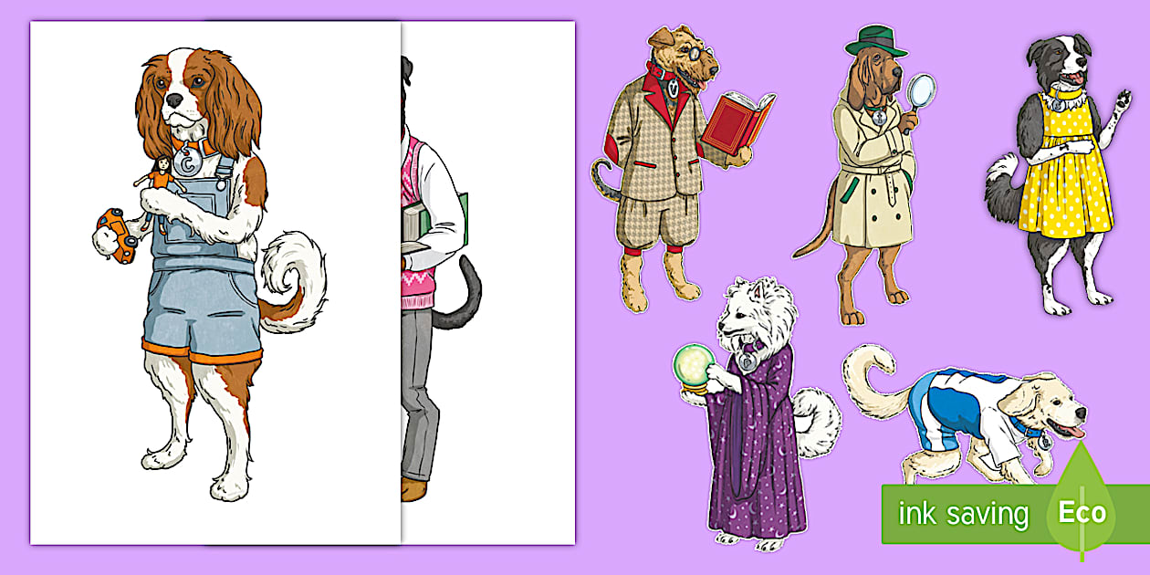 KS2 Totally Pawsome Reading Gang Dog Cut-Outs - Twinkl