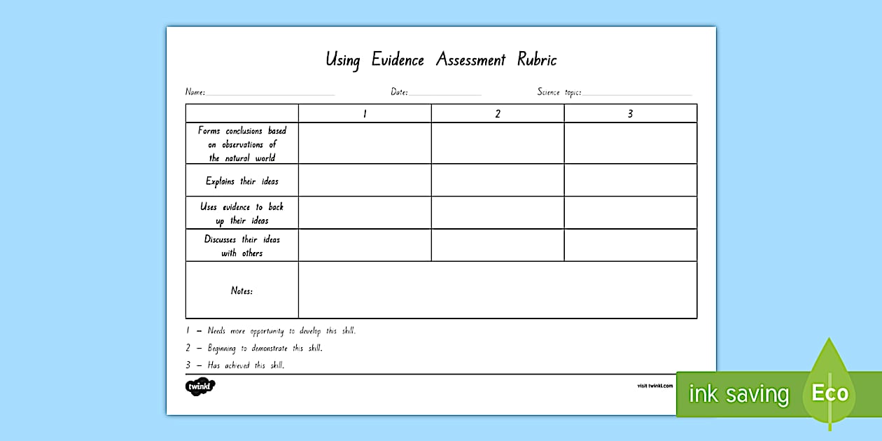 Editable Using Evidence Rubric Assessment Tracker - Twinkl