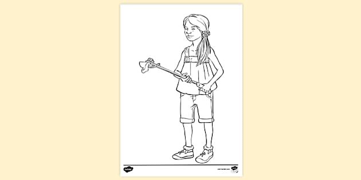 Girl Collecting Litter - Colouring Sheet (teacher made)