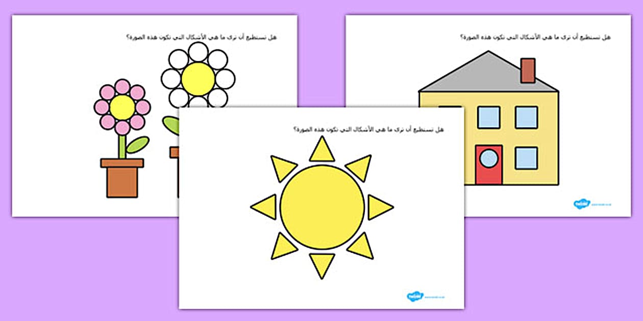 Black and White 2D Shape Pictures Arabic (teacher made)