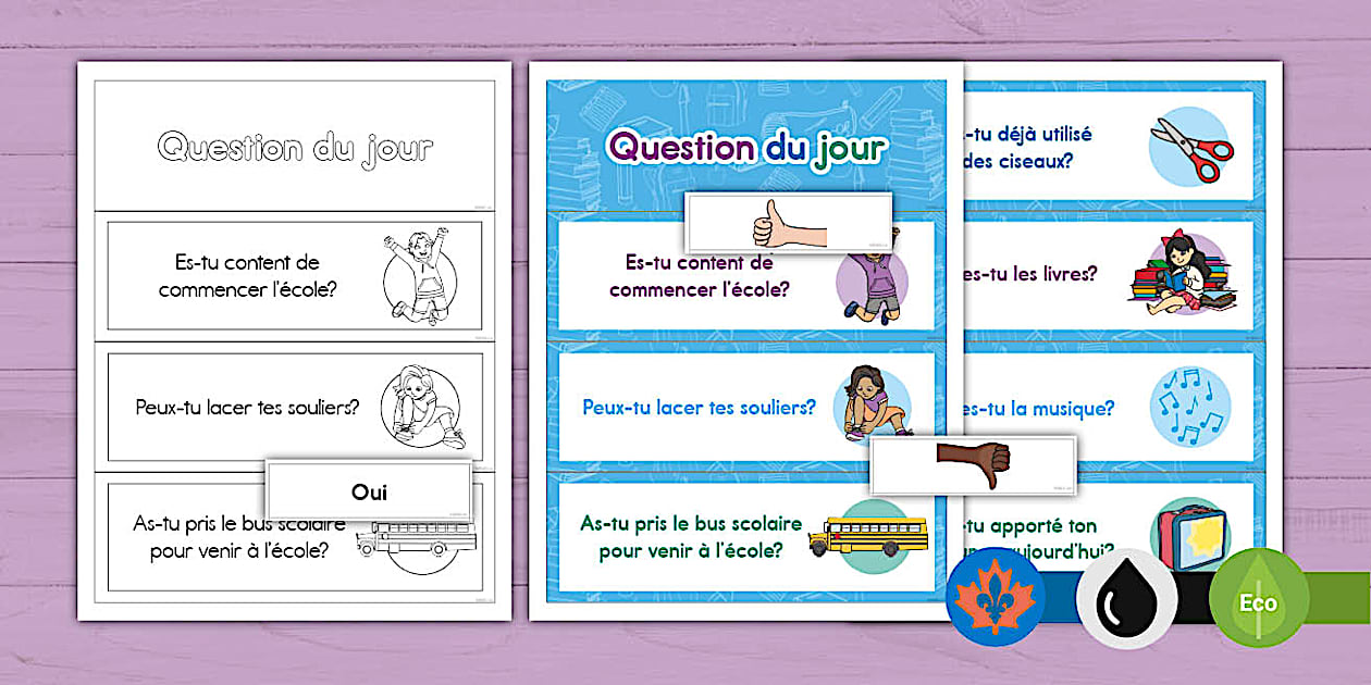 Back to School Question of the Day Cards French