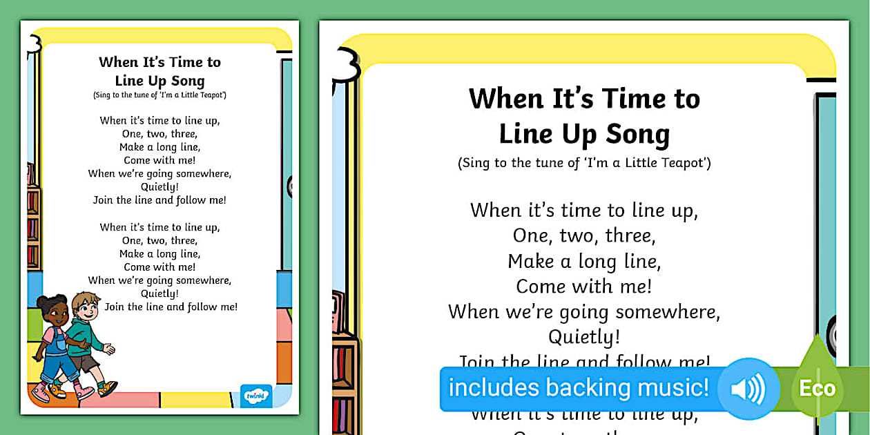 Black and White When It's Time to Line Up Song - Twinkl