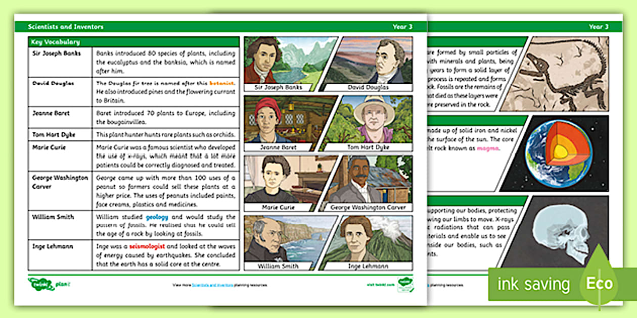 Editable Science Knowledge Organiser: Scientists and Inventors Year 3