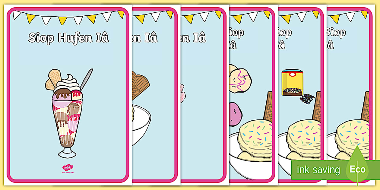 Posteri Bwydlen Siop Hufen Iâ Posteri Arddangos - Twinkl