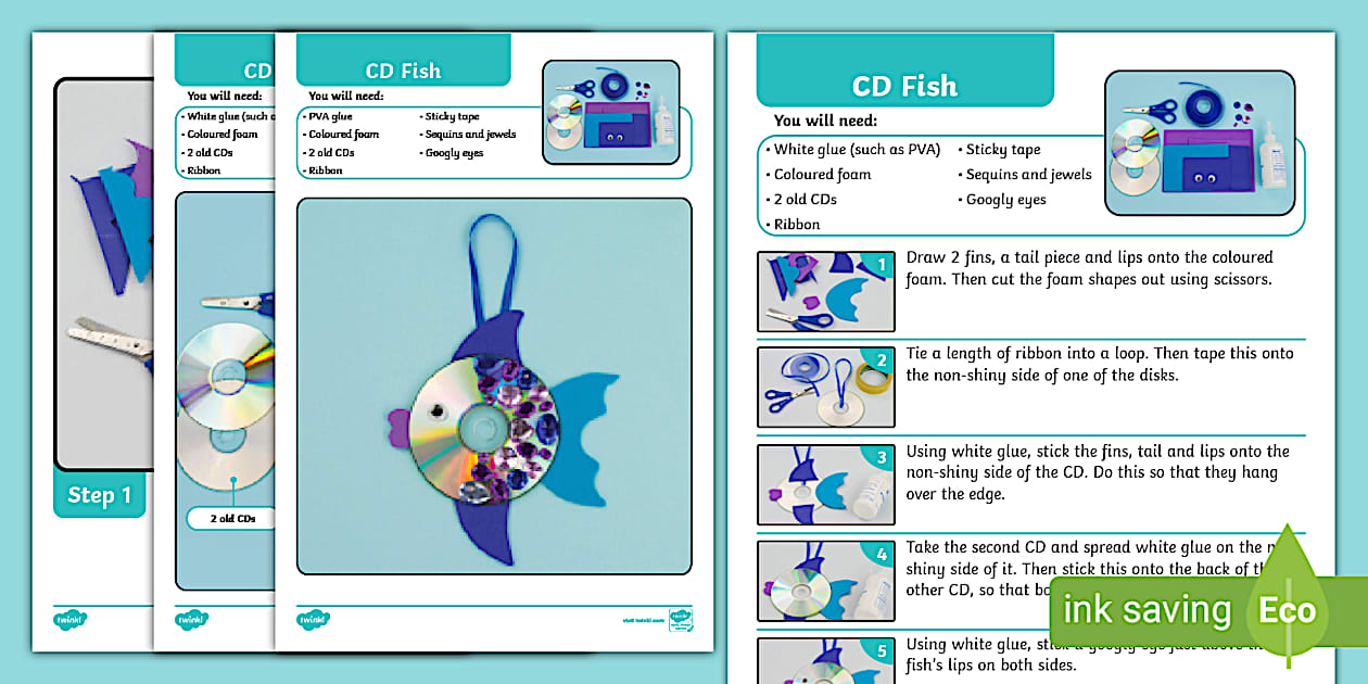 CD Fish Craft Instructions (Under the Sea) - Twinkl