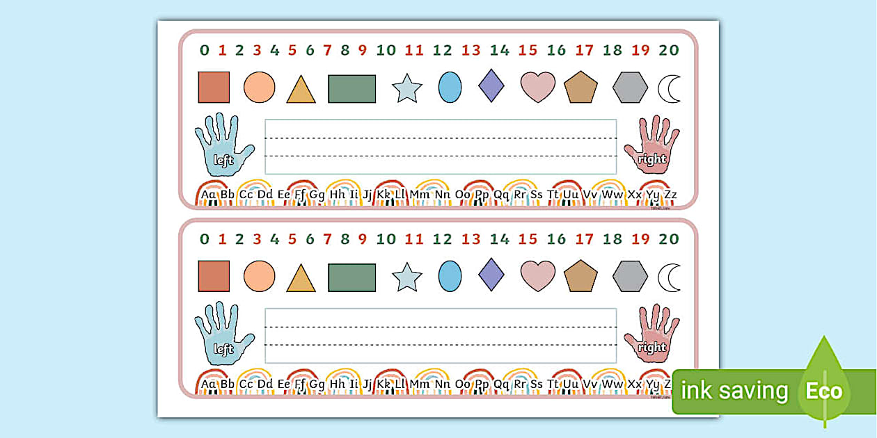 Muted Rainbow Themed Number, Shape and Alphabet Strips