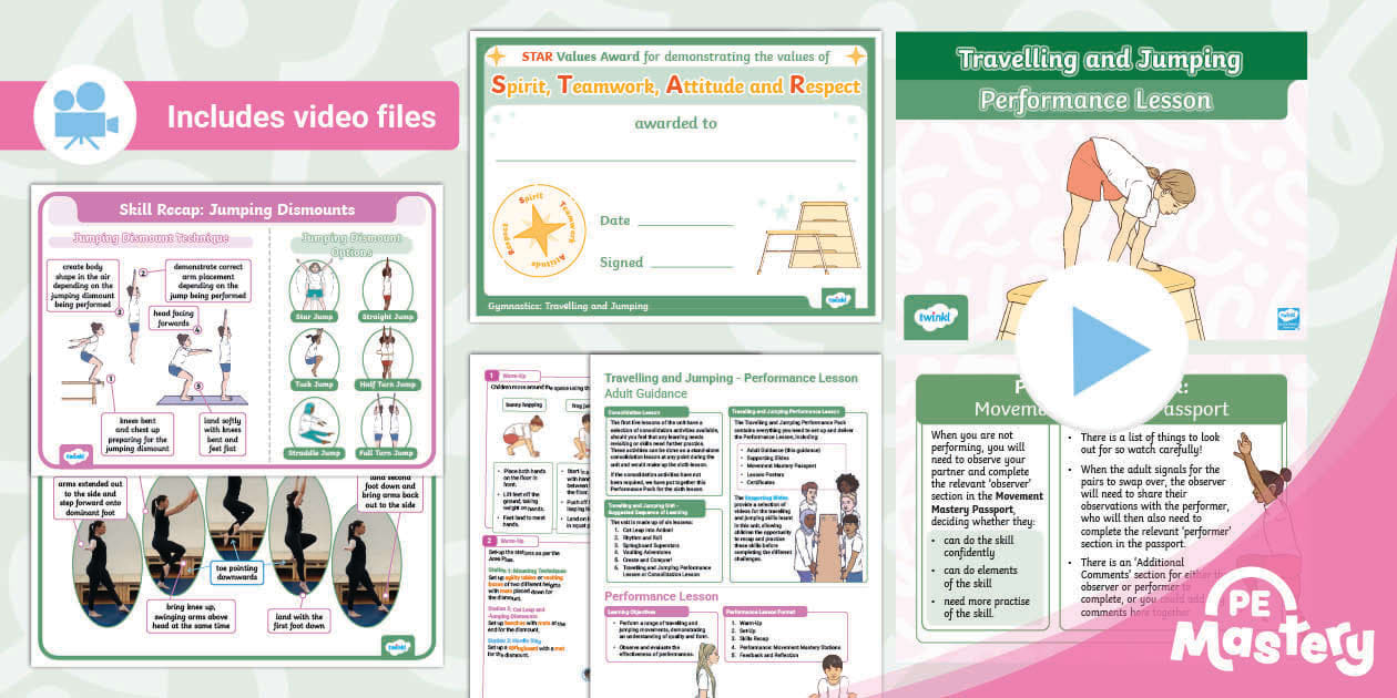 PE Mastery: Year 4 Travelling and Jumping Performance Pack