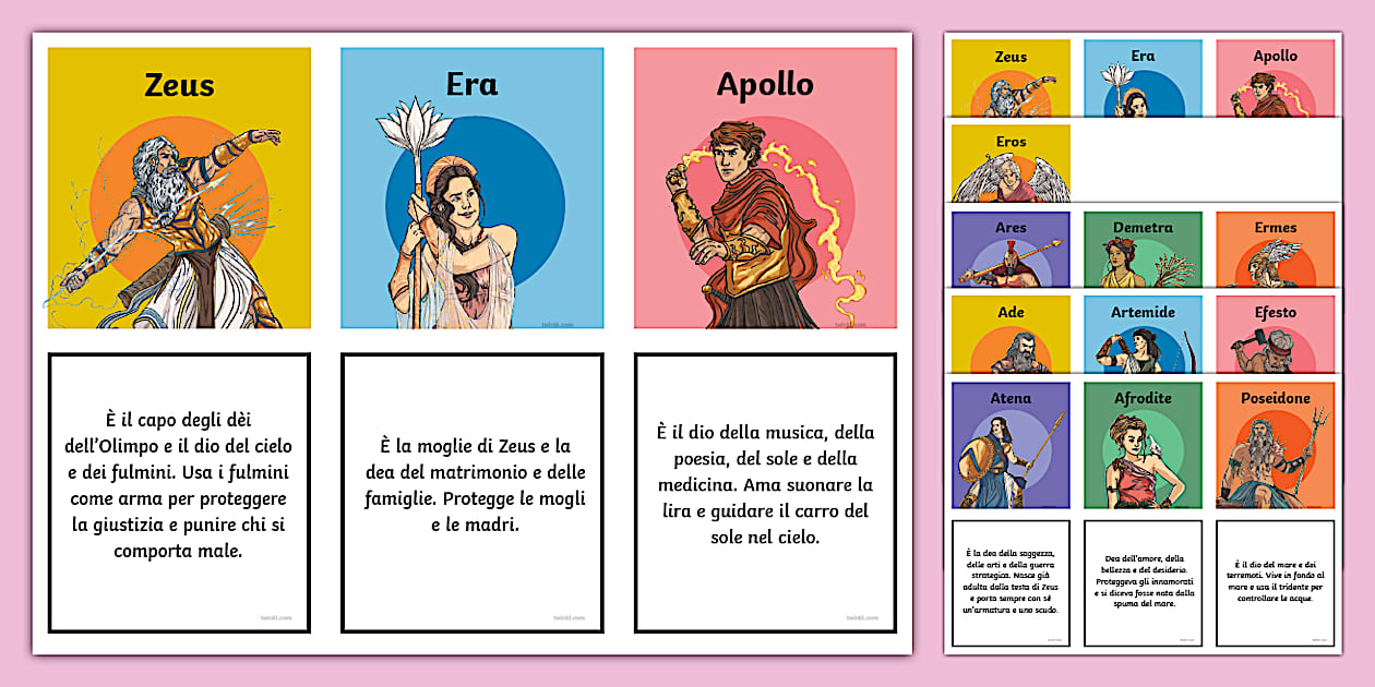 Carte sfida divinità greche (teacher made) - Twinkl