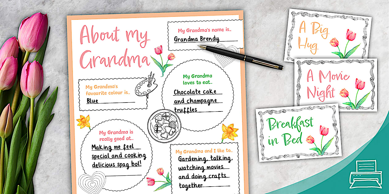 All About My Grandma Worksheet (teacher made) - Twinkl