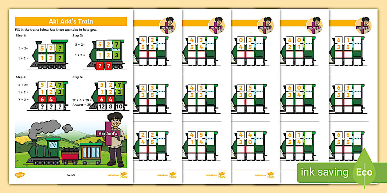 Aki Add's Train Activity Sheets (teacher made) - Twinkl