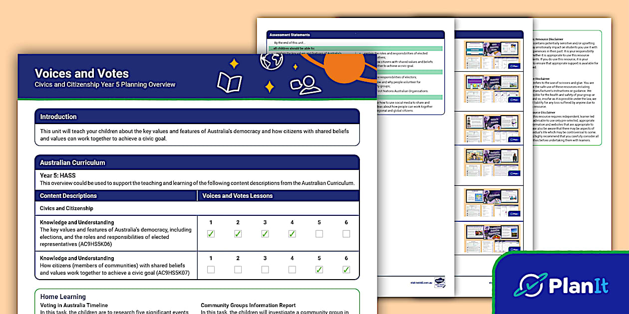 Year 5 HASS Voices and Votes Planning Overview - Twinkl