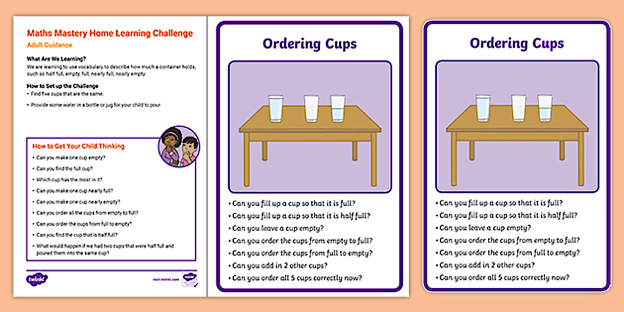 Maths Mastery Capacity Home Learning Challenge: Ordering Cups