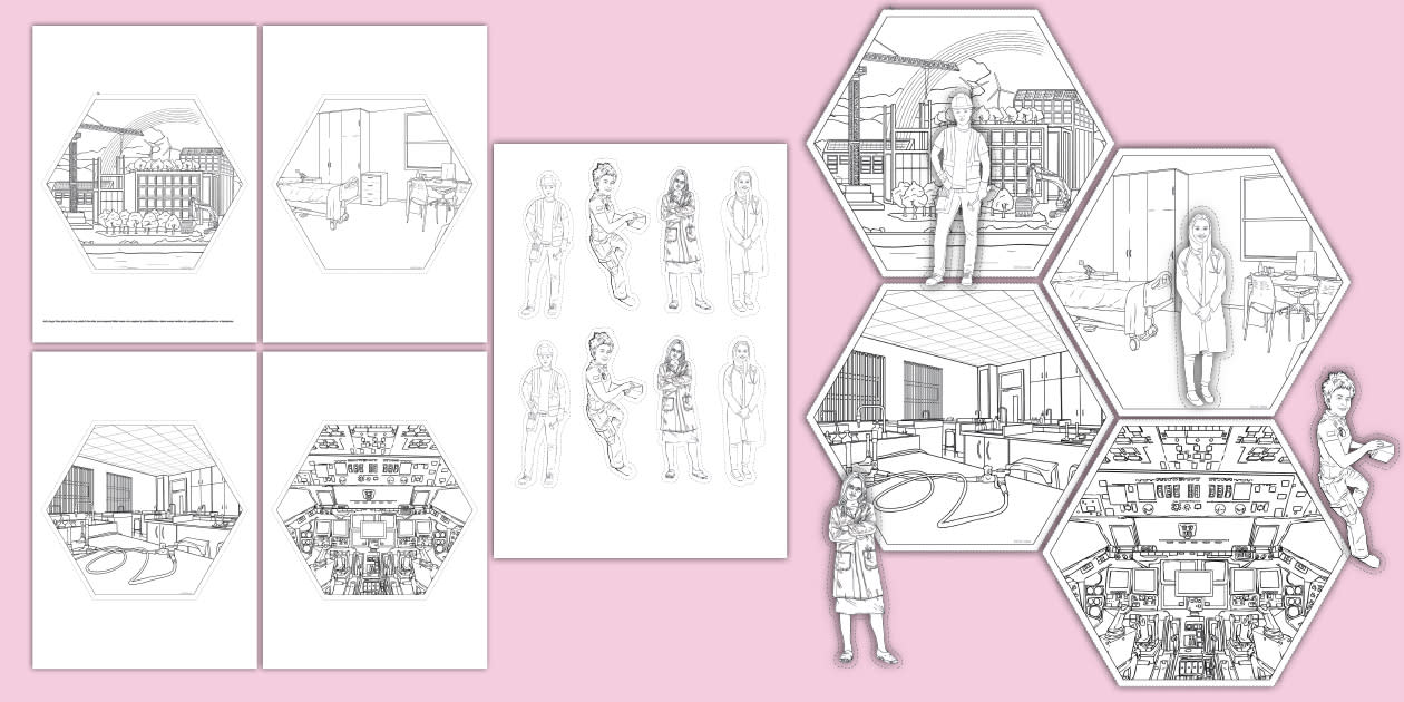 Recortables: Hexágonos para colorear - Día de la Mujer