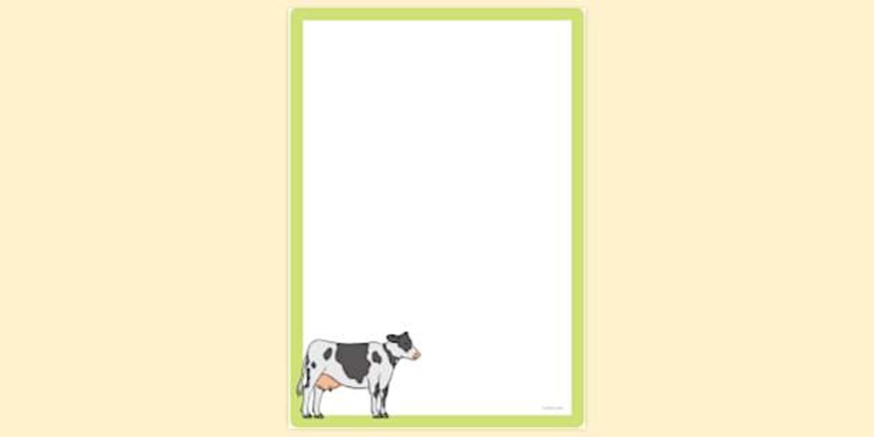 Simple Blank Dairy Cow Page Border | Page Borders | Twinkl