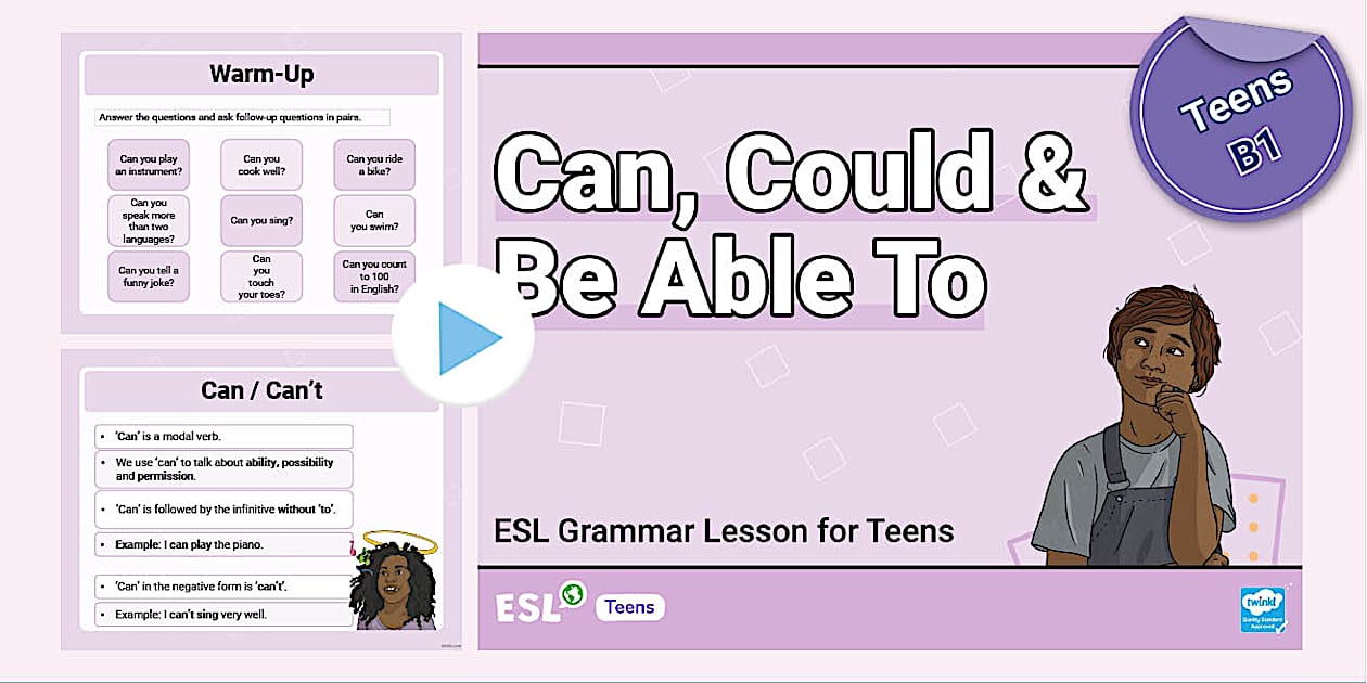 ESL Can, Could and Be Able To PPT for Teens - Twinkl