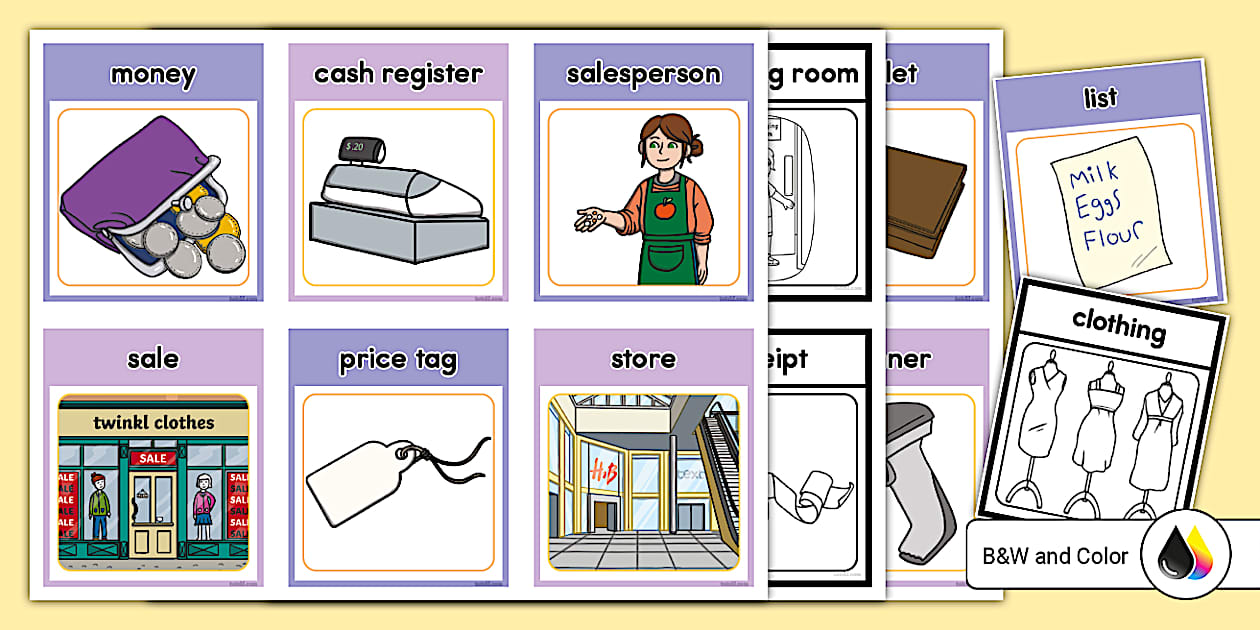 Shopping Vocabulary Cards (teacher made) - Twinkl