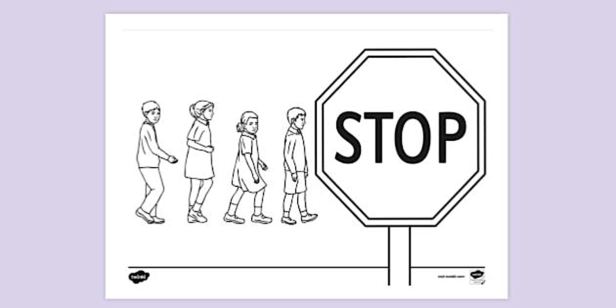 Stop Children Colouring Sheet - Twinkl