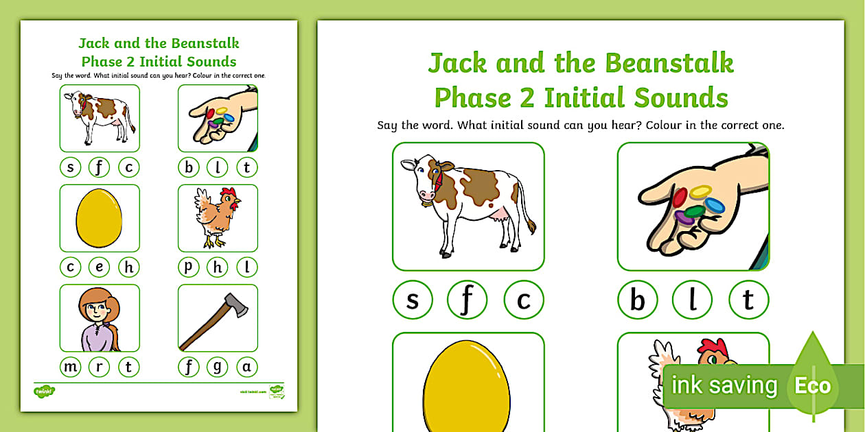 Jack and the Beanstalk Phase 2 Initial Sounds Activity