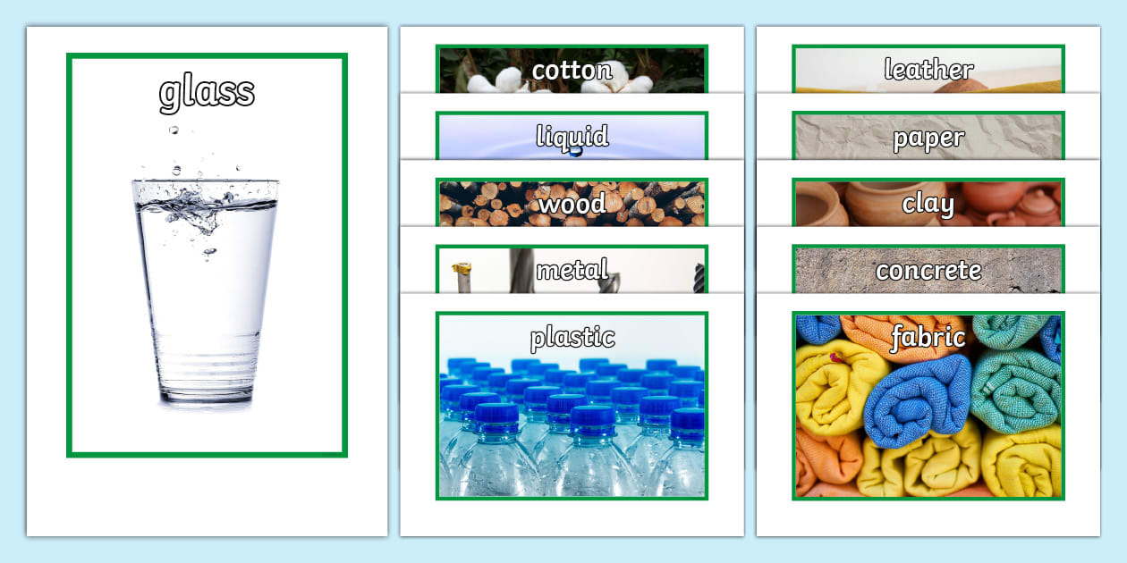 Types of Materials Display Photos (teacher made) - Twinkl