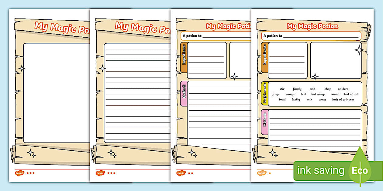 Magic Potion Writing Worksheet - Primary Teaching Resource
