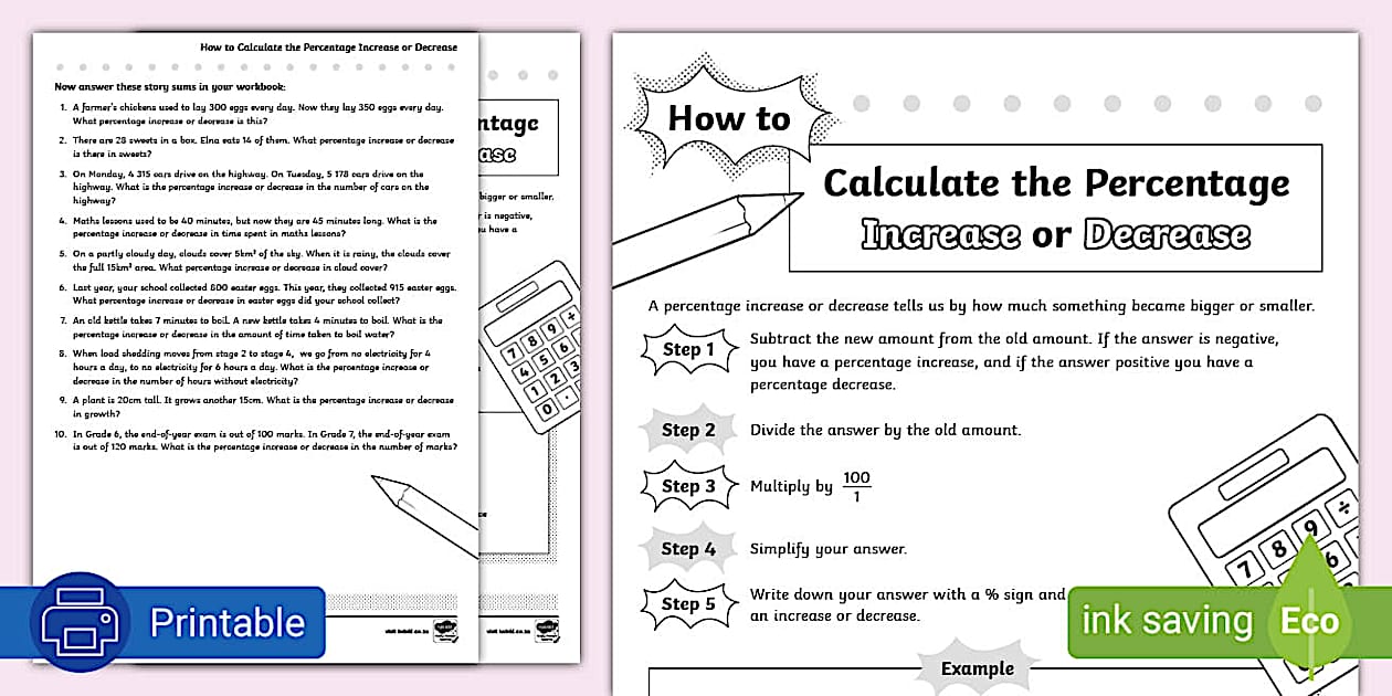 How to Calculate the Percentage Increase or Decrease: Activity Sheet