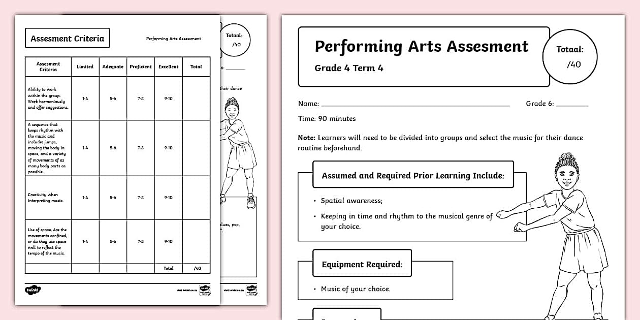 Grade 4 Performing Arts - Term 4 - Assessment (CAPS Aligned)