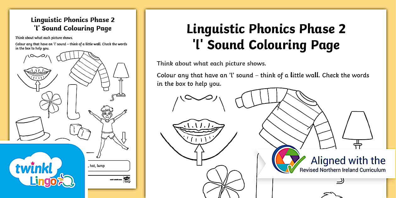 Linguistic Phonics Phase 2 'l' Sound Colouring Page - Twinkl