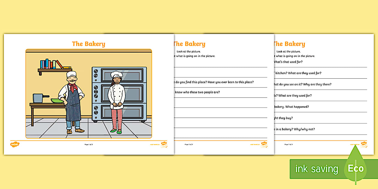 The Bakery Aistear Oral Language Worksheet (teacher made)