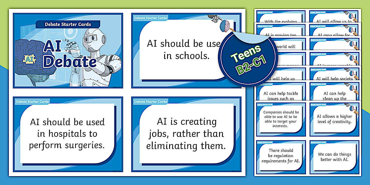 ESL AI Debate Cards [Teens, B2-C1] (teacher made) - Twinkl