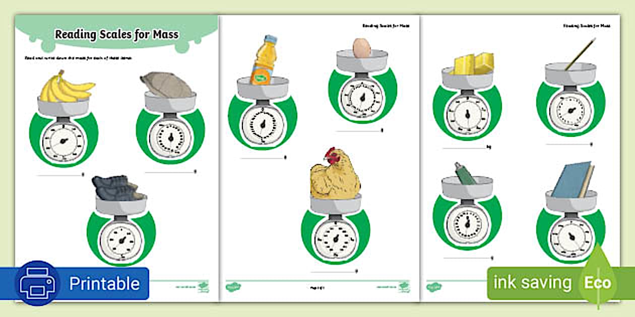 Reading Scales for Mass Activity Sheet (teacher made)