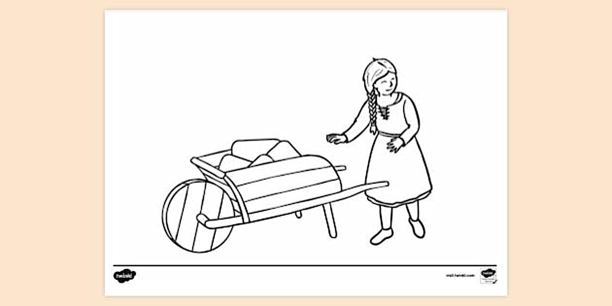 Medieval Wheelbarrow Colouring | Colouring Sheets - Twinkl