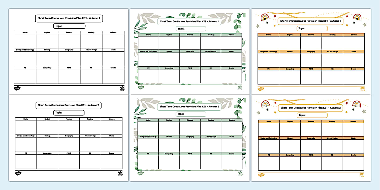 Editable Short Term Continuous Provision Plan | Twinkl