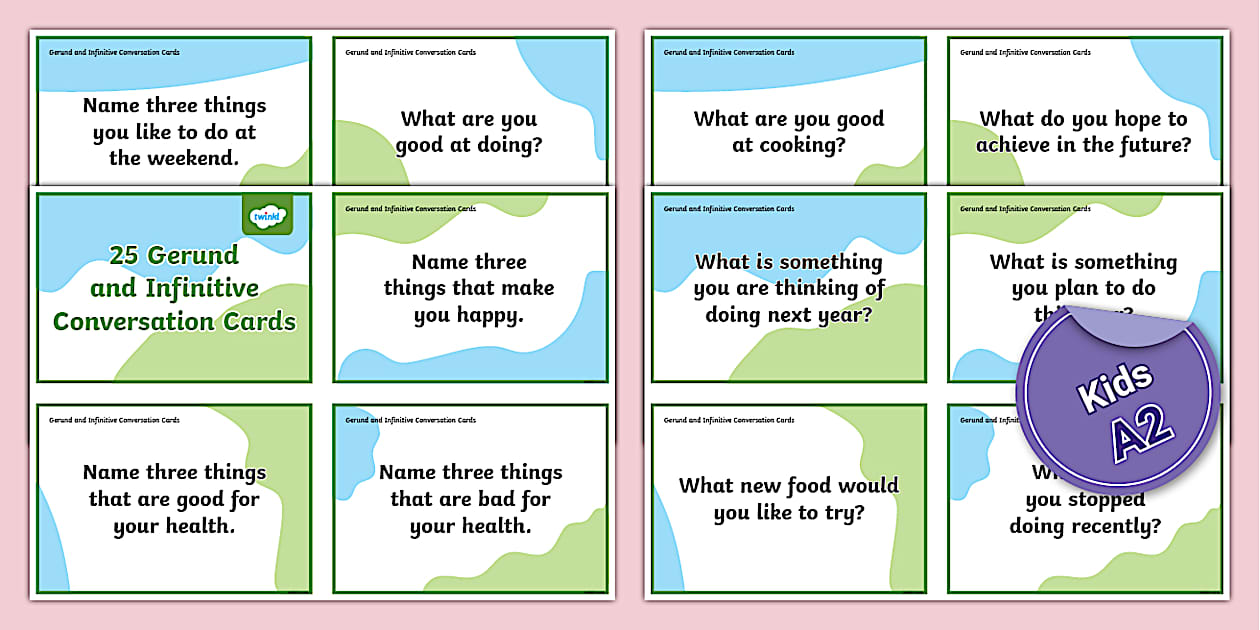 ESL Gerund and Infinitive Conversation Cards - Twinkl