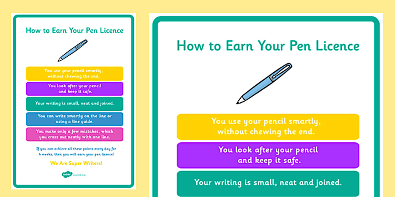 Editable How To Earn Your Pen Licence Display Poster