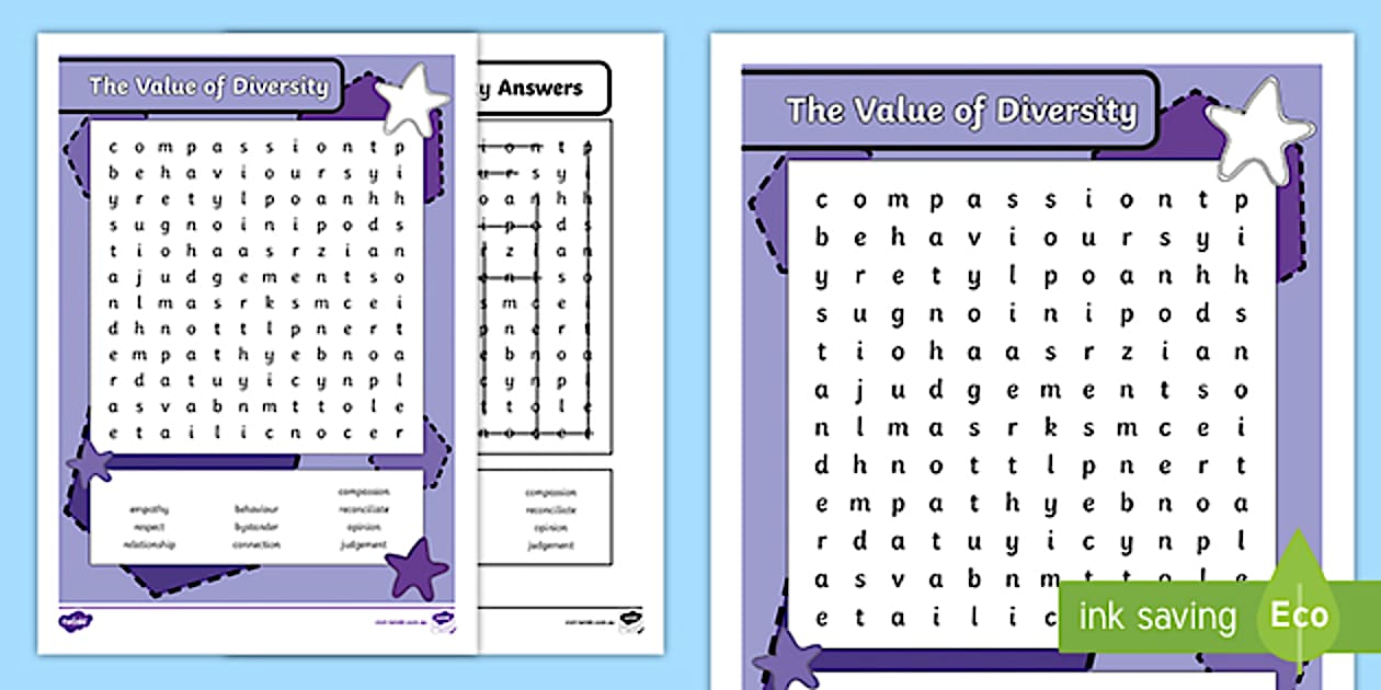 The Value of Diversity Word Search (Teacher-Made) - Twinkl
