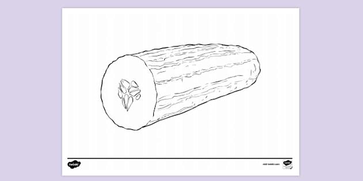 Half a Cucumber Colouring Sheet | Colouring Sheets - Twinkl
