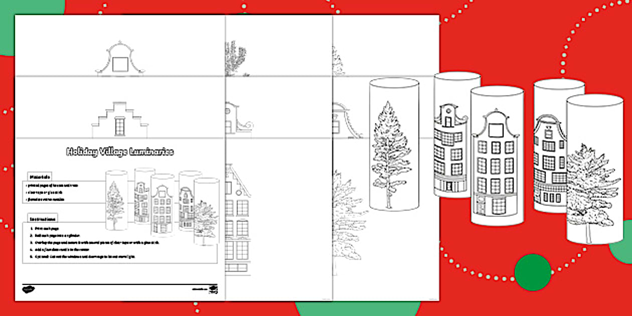 Holiday Village Luminaries Craft (teacher made) - Twinkl