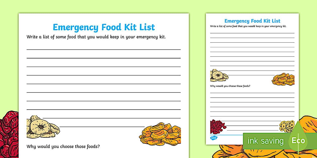 Emergency Food Kit List Activity (teacher made) - Twinkl