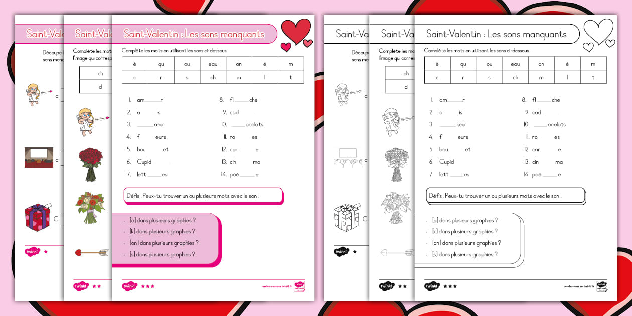 Activité de phonologie de la Saint Valentin : les sons manquants