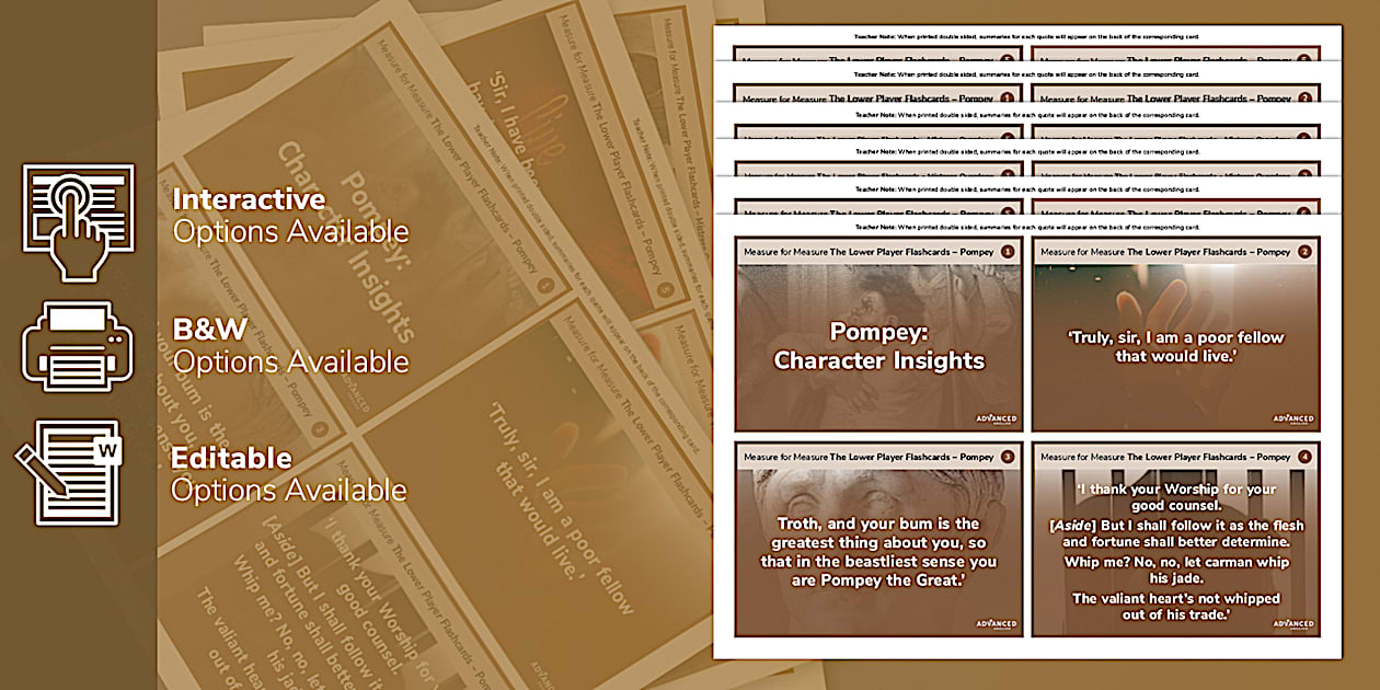 Measure for Measure: The Lower Player Key Quotes Flashcards