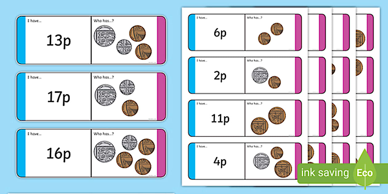Editable British UK Coin Value Up to 20p Loop Cards - Twinkl