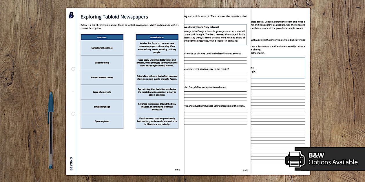 Exploring Tabloid Newspapers (Teacher-Made) - Twinkl