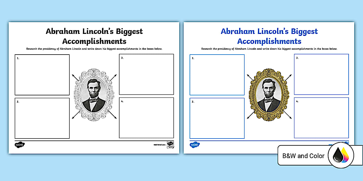 Lincoln's Accomplishments Graphic Organizer 3rd-5th Grade
