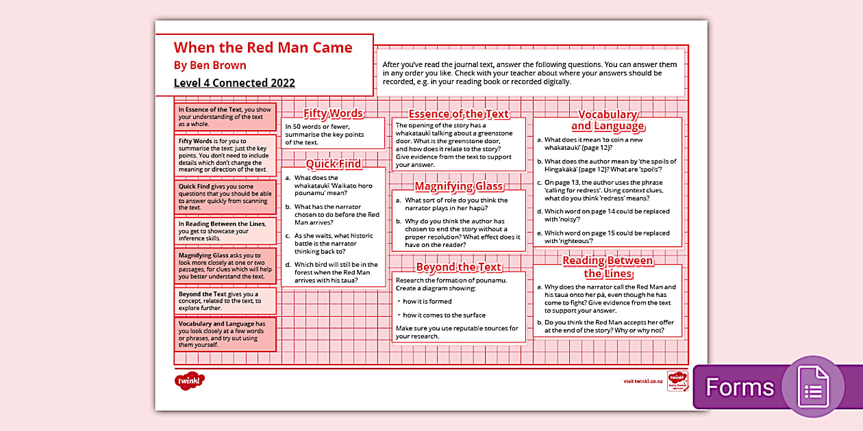 When the Red Man Came Connected Level 4 Comprehension