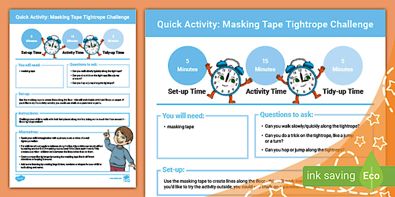 Quick Activity: Masking Tape Tightrope Challenge - Twinkl