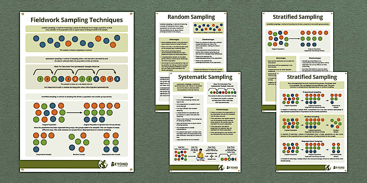 Geography Fieldwork Sampling Techniques Poster Pack - Twinkl