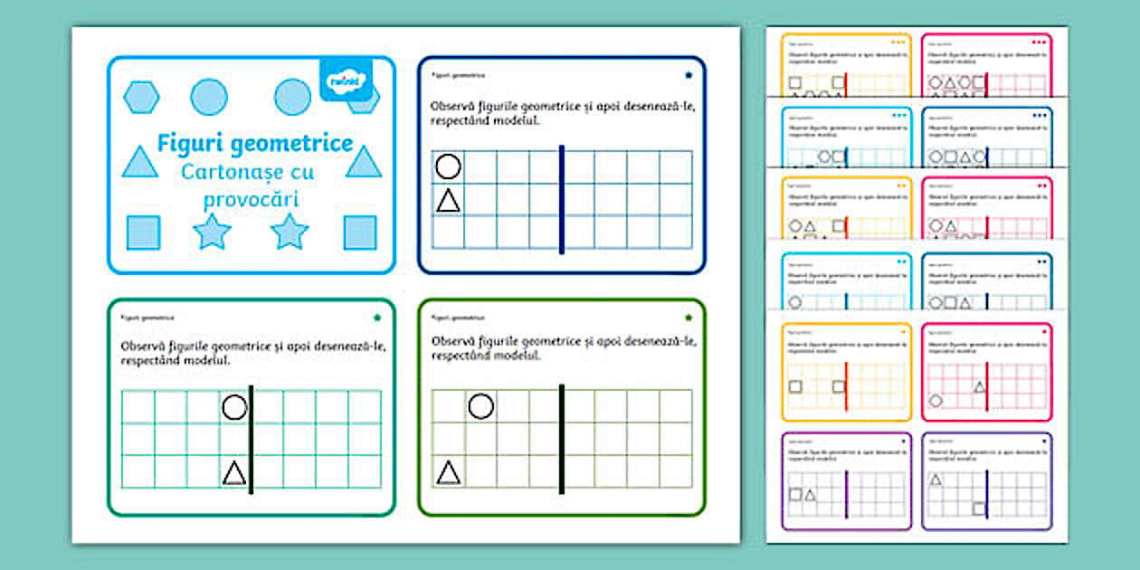 Figuri geometrice – Cartonașe cu provocări