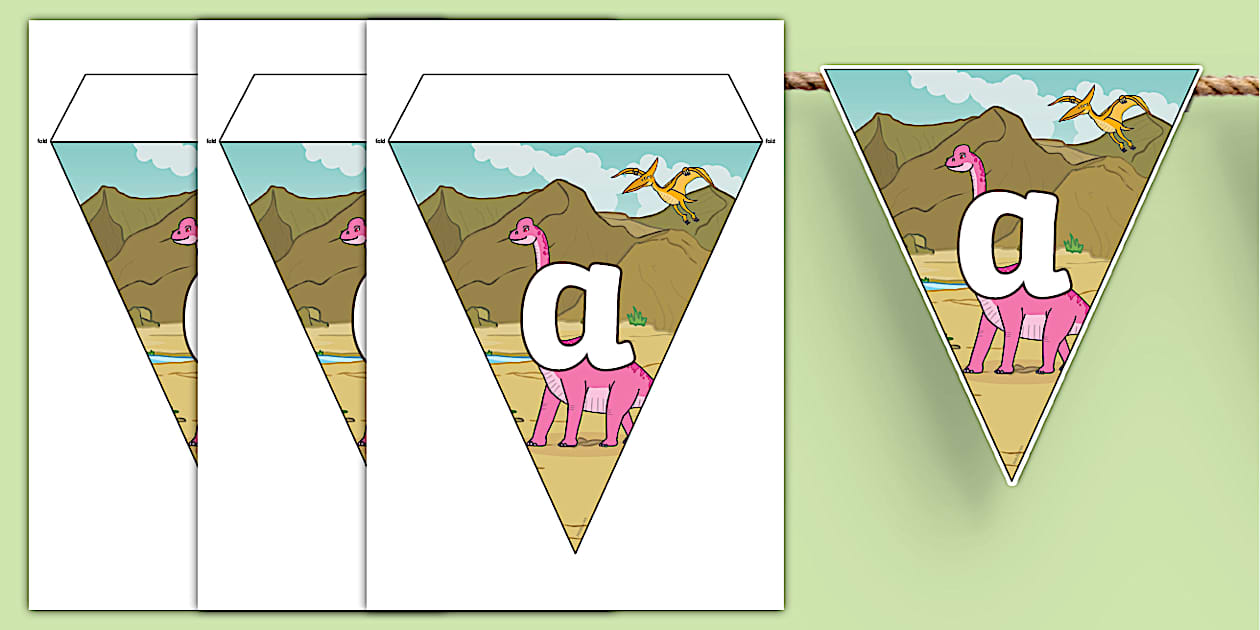 Dinosaur Themed Alphabet Display Bunting - Twinkl