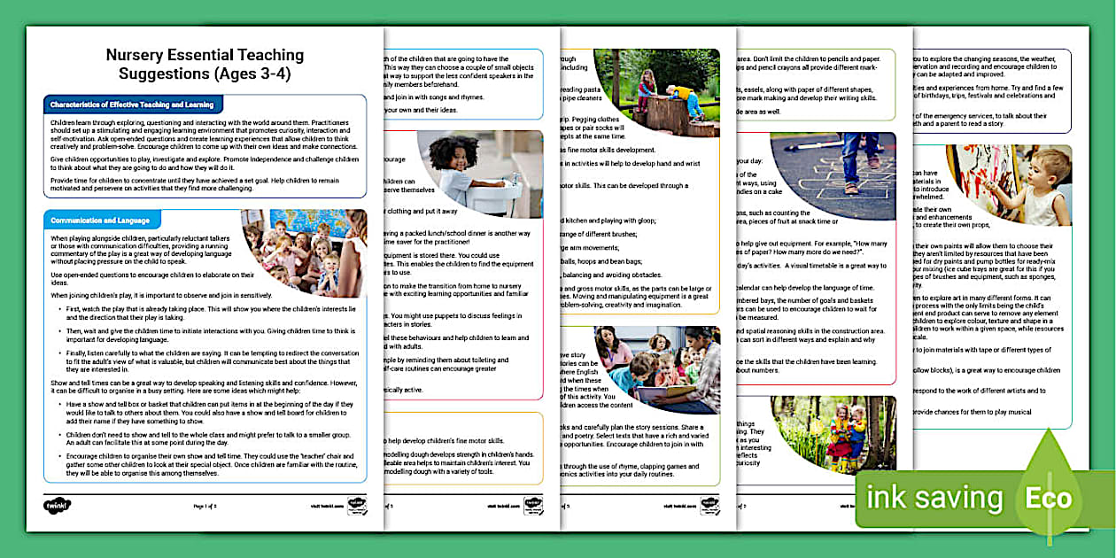 Nursery Essential Teaching Suggestions (Ages 3-4) | Twinkl